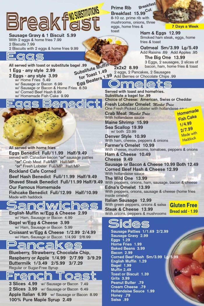 Rockland Café Menu | Breakfast, Lunch, Dinner